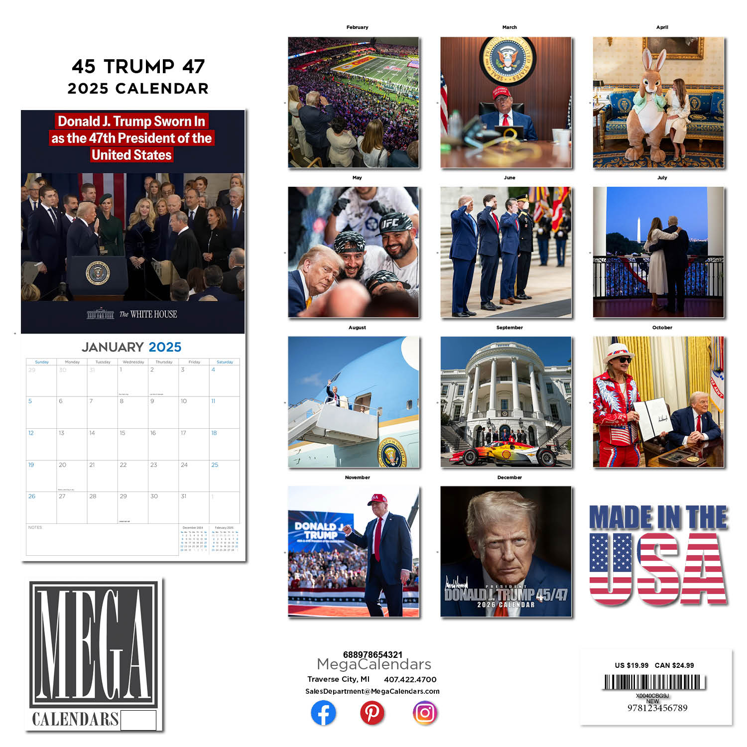 Donald J Trump 45/47 Calendar 2026 FULL SIZE 12x24 Made in USA | eBay